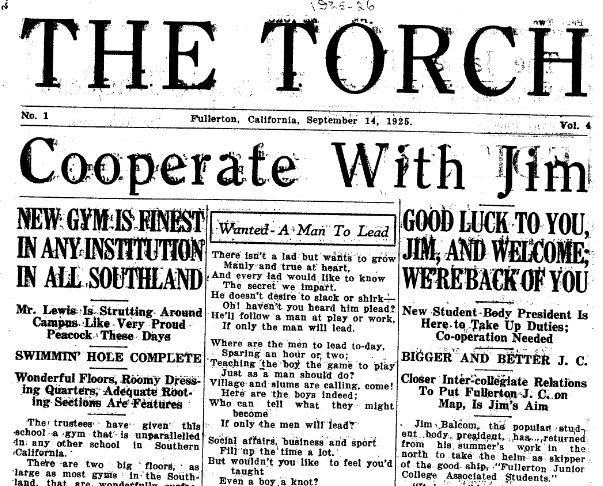 Fullerton College in 1925 – Fullerton History