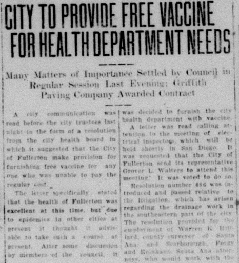 1926 News Headlines – Fullerton History
